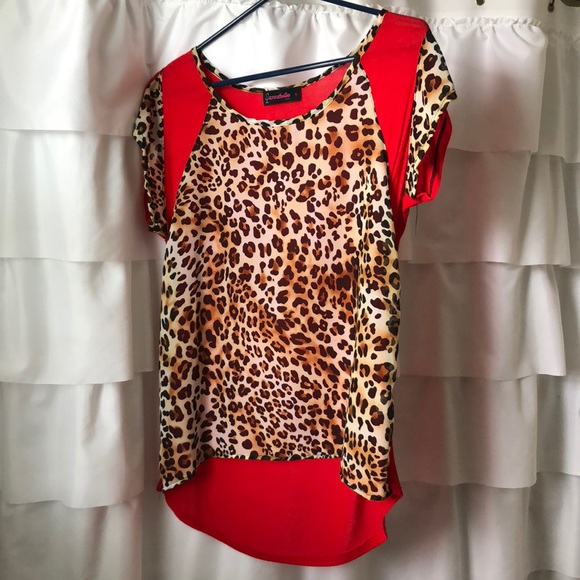 Annabelle | Tops | Leopard And Red Top | Poshmark